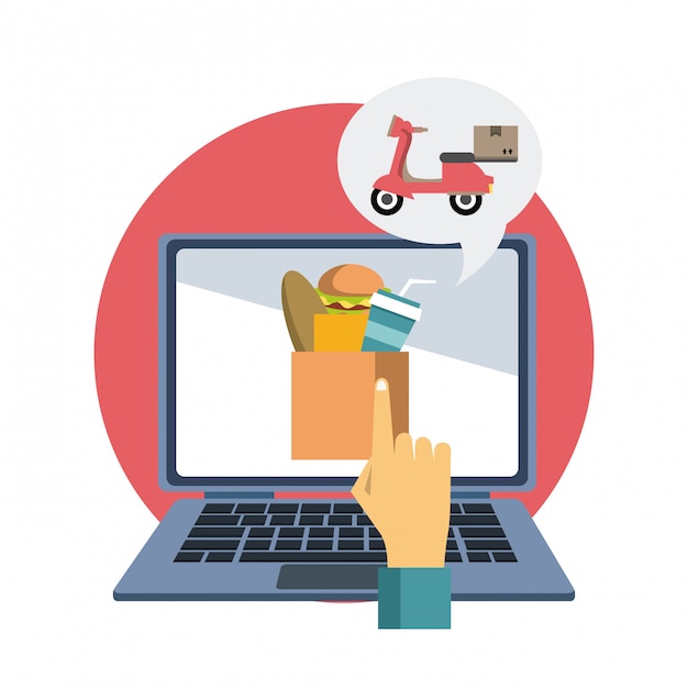 Laptop with Delivery Truck and Package Graphic Illustration | Jiffy Designs
