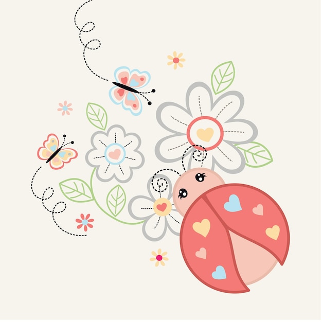 Whimsical Ladybug and Floral Doodle Illustration | Jiffy Designs