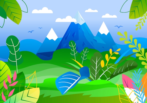 Vibrant Mountainscape: Lush Foliage and Serene Peaks | Jiffy Designs