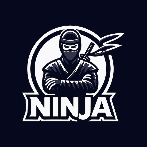 Stealthy Warrior in Sleek Monochrome Ninja Emblem Design | Jiffy Designs