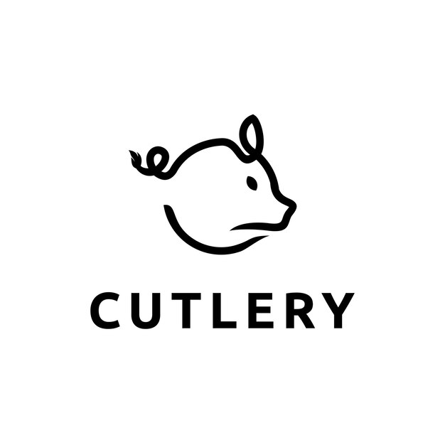 Minimalist Pig Icon for Cutlery and Dining Supplies | Jiffy Designs