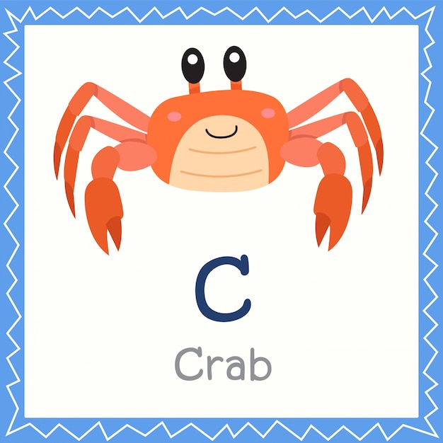 Cheerful Crab Illustration with Letter C | Jiffy Designs