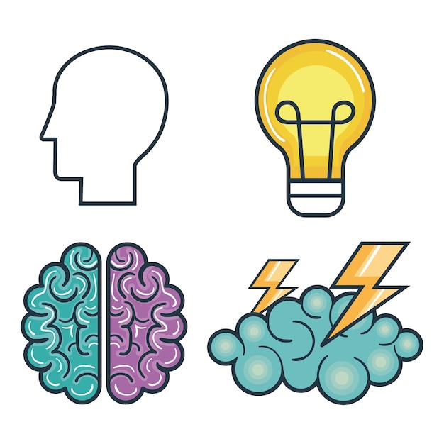 Colorful Icons Depicting Creativity, Ideas and Brain Power | Jiffy Designs