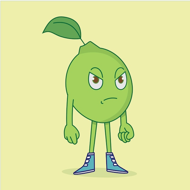 Disgruntled Green Pear Creature with Expressive Eyes and Sneakers ...