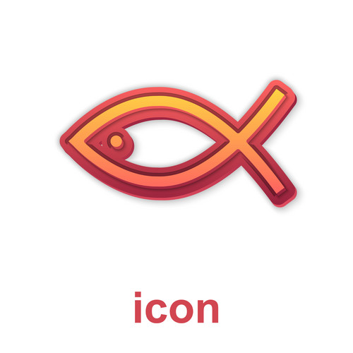 Gold Christian Fish Symbol Icon Isolated On White Background. Jesus ...