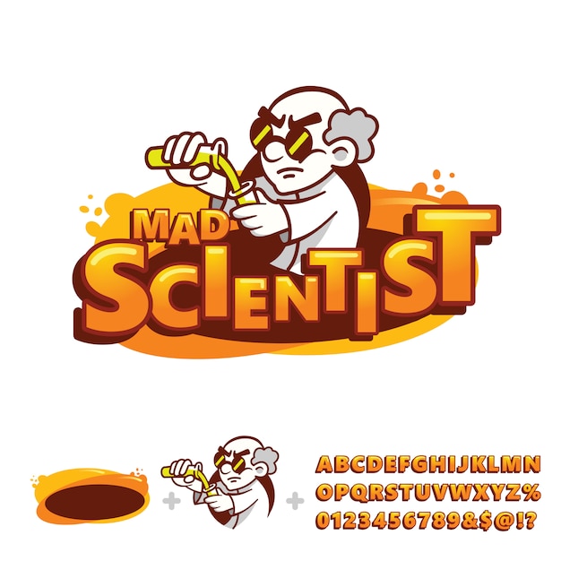 Zany Mad Scientist Cartoon Character with Beaker and Text | Jiffy Designs