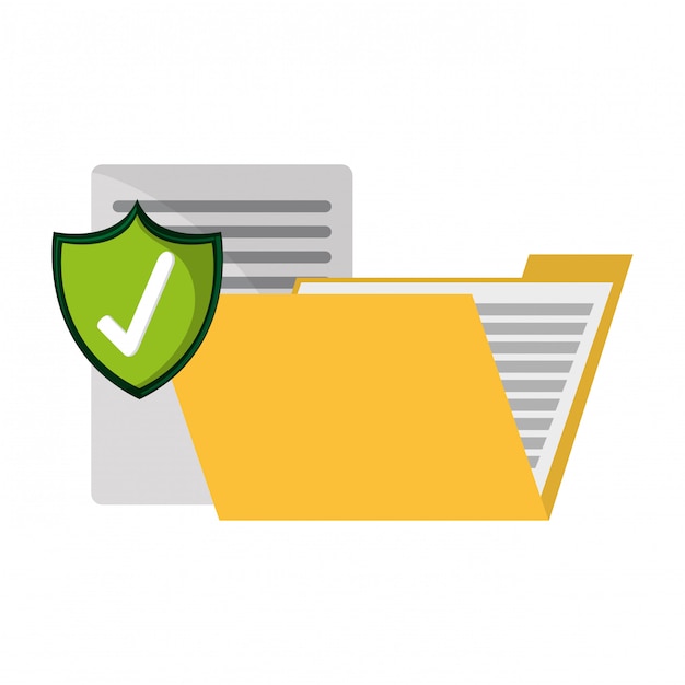 Illustration of Folder with Security Shield and Check Mark | Jiffy Designs