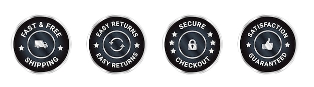Sleek Monochrome Retail Badges with Iconic Symbols | Jiffy Designs