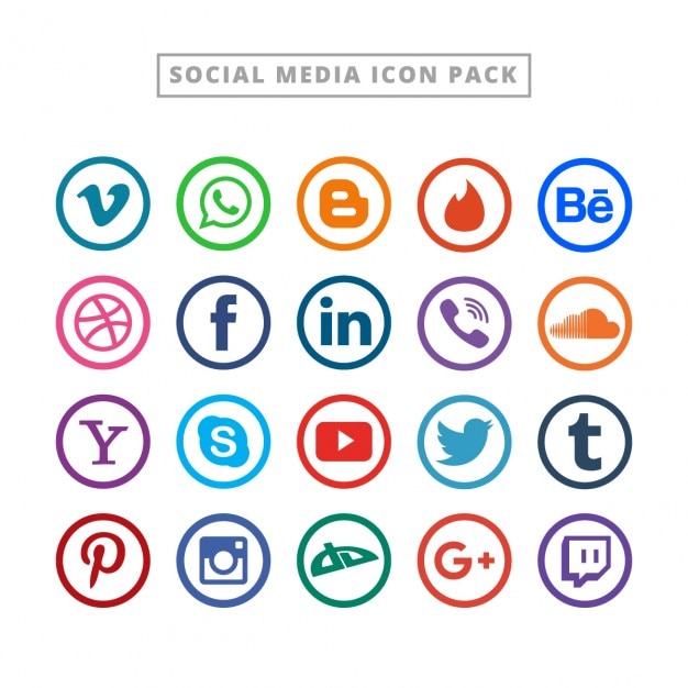 Vibrant Social Media Icon Set: Diverse Digital Platforms Symbolized ...