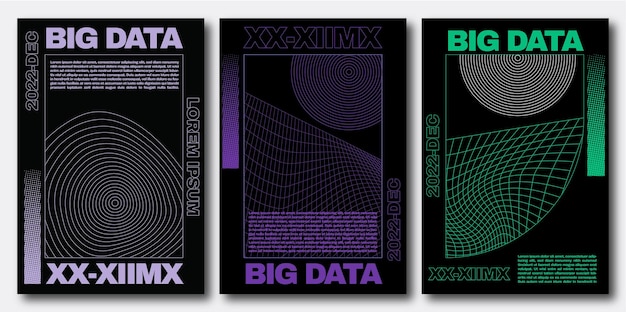 Vibrant Concentric Circles and Grids in Futuristic Big Data Posters | Jiffy Designs