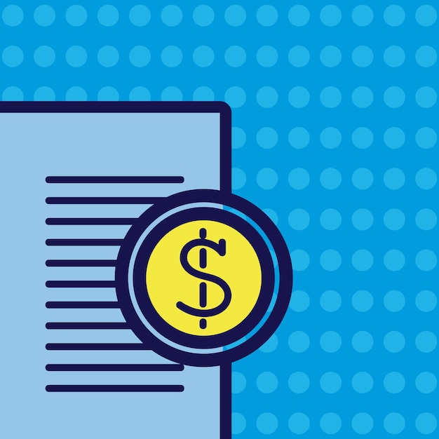 Stylized Document with Dollar Coin Graphic Illustration | Jiffy Designs