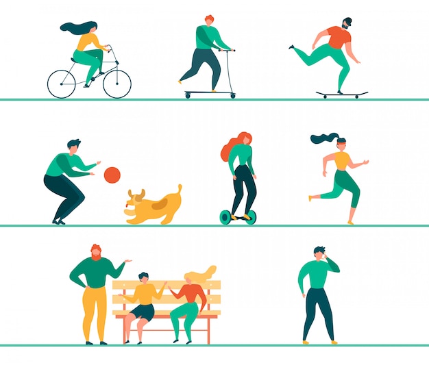 Diverse Collection of Active People Illustrations with Vibrant Colors ...