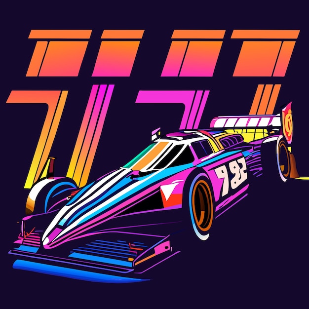 Vibrant Retro Racing Car Illustration for Striking Designs | Jiffy Designs