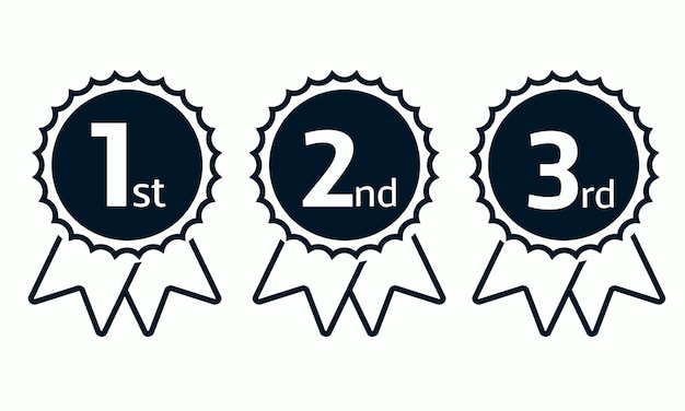 Elegant Black and White Award Ribbons with Ordinal Numbers | Jiffy Designs
