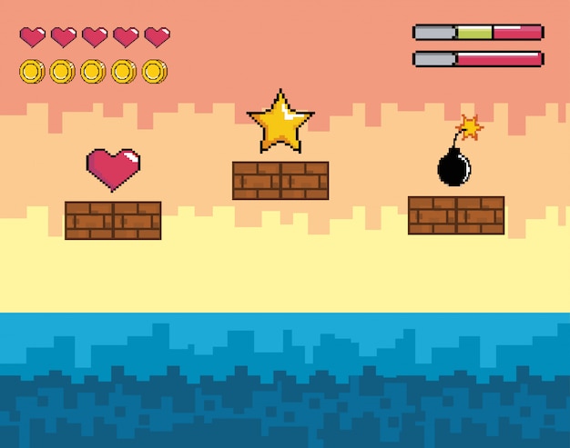 Vibrant Pixel Art Game Elements Collection | Jiffy Designs