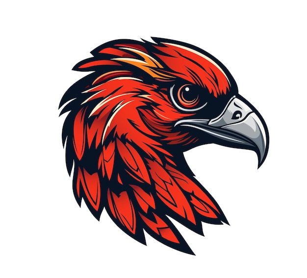 Fierce Crimson Falcon: A Striking Avian Emblem | Jiffy Designs