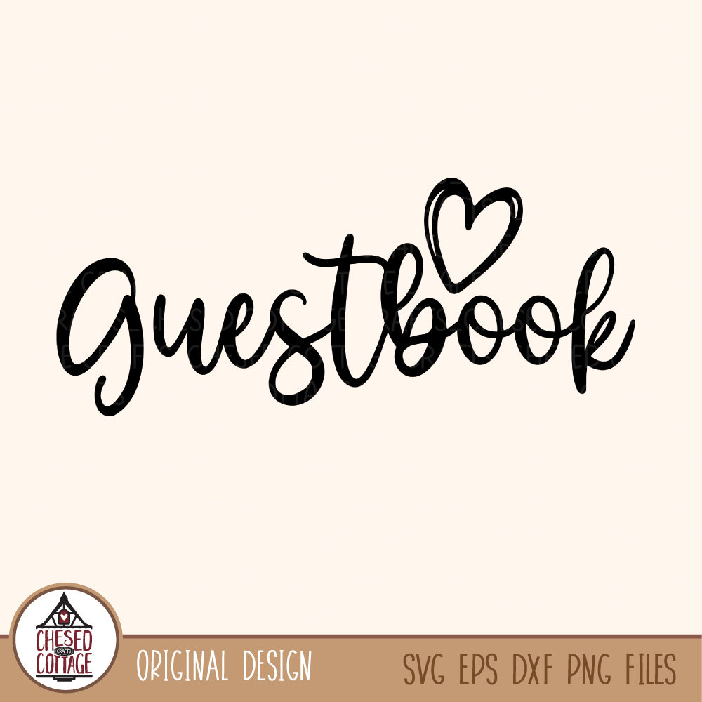 'Guestbook' Elegant Cursive Script with Playful Heart Accent | Jiffy Designs