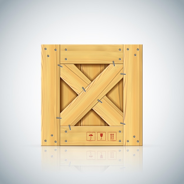 Rustic Wooden Crate with Criss-Cross Slats and Shipping Symbols | Jiffy ...
