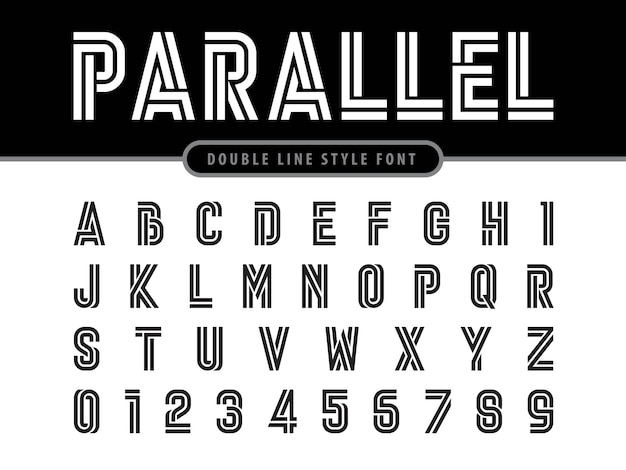 Parallel Double Line Style Font Alphabet and Numbers | Jiffy Designs
