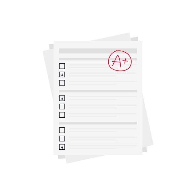 Graded Exam Paper with A+ Score and Checklist | Jiffy Designs