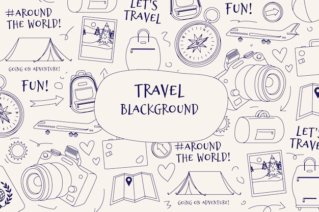 Travel Doodle Background with Adventure Illustrations and Text | Jiffy ...