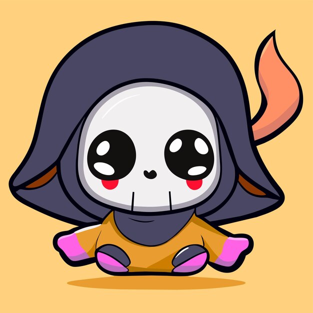 Adorable Chibi Grim Reaper Character with Vibrant Details | Jiffy Designs