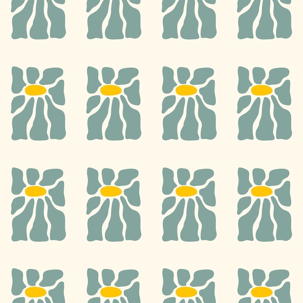 Cheerful Floral Mosaic Pattern with Vibrant Daisy Motifs | Jiffy Designs