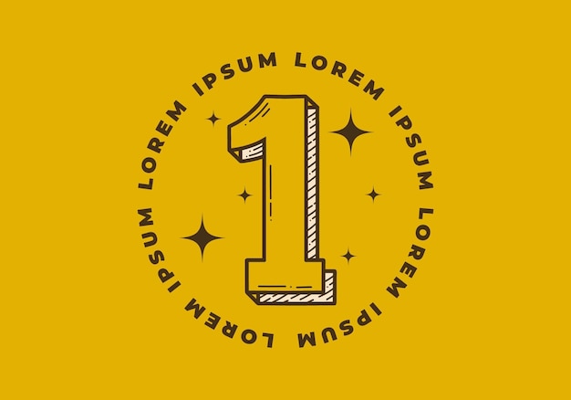 Vibrant Minimalist Illustration of Number One with Stars | Jiffy Designs