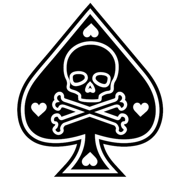 Spade-Shaped Skull and Crossbones Symbol in Minimalist Style | Jiffy ...