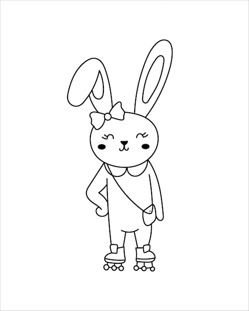 Adorable Rabbit Roller Skating with Bow Tie | Jiffy Designs