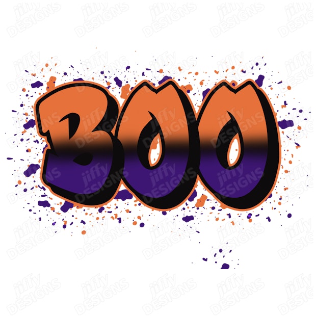 'Boo' Graffiti-Style Letters with Vibrant Orange and Purple Gradient ...