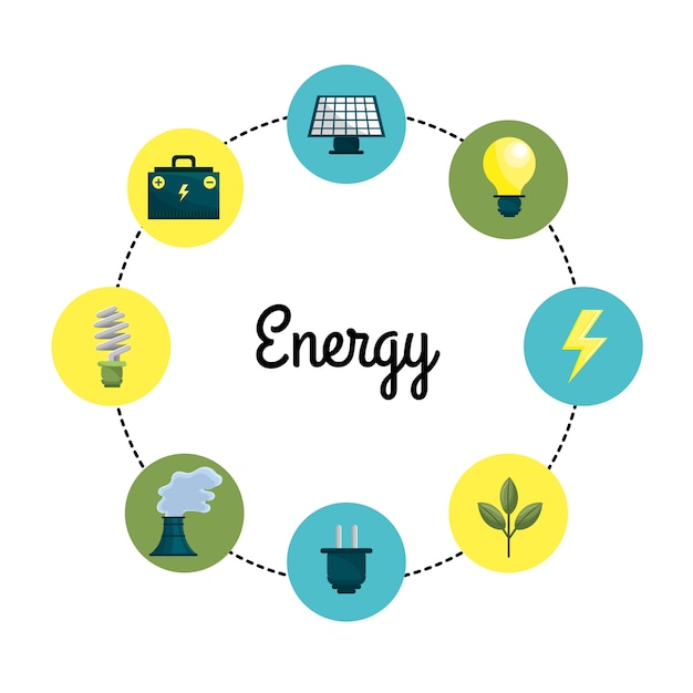 Illustrated Icons Depicting Various Energy Sources and Concepts | Jiffy ...