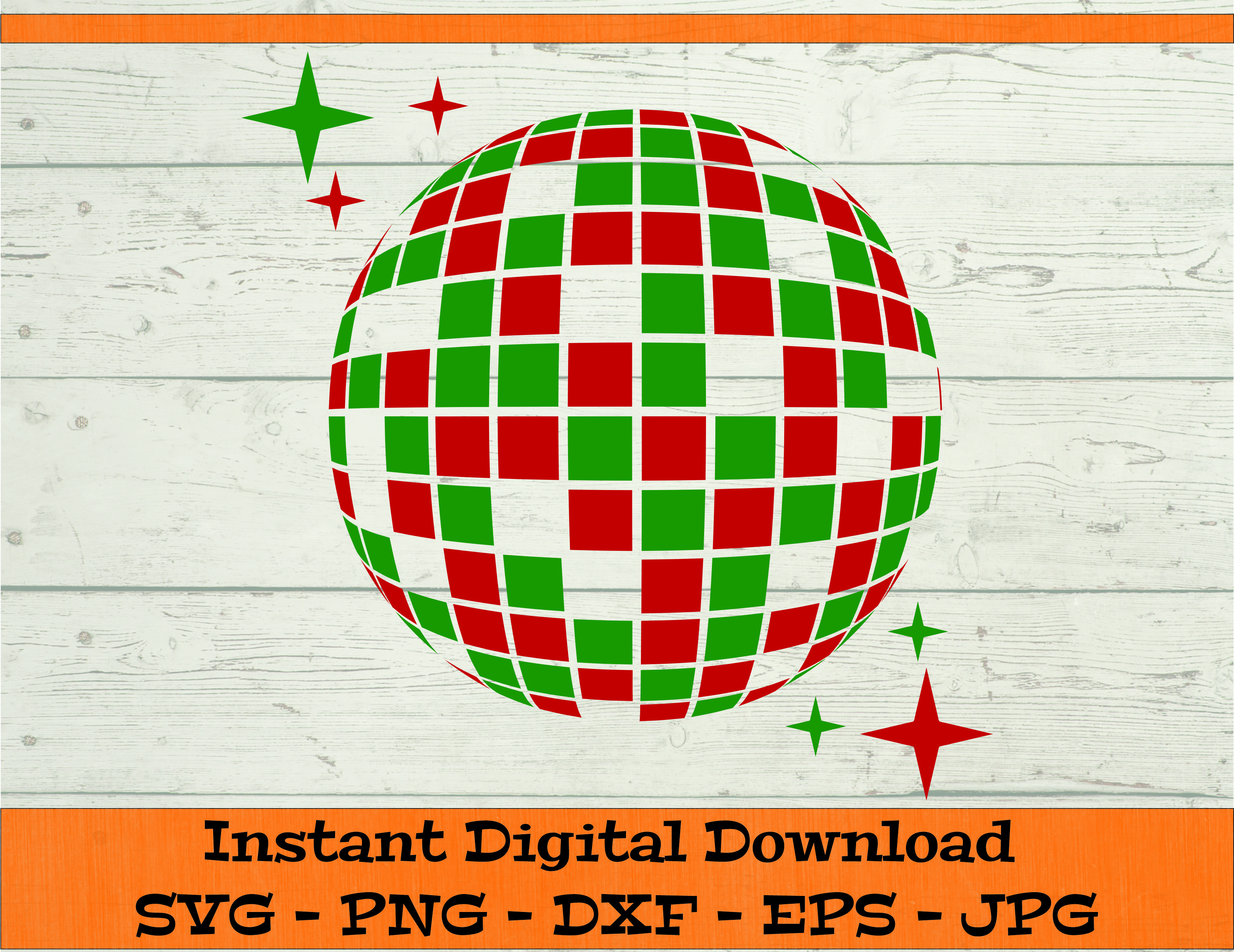 Festive Christmas Disco Ball with Red and Green Checkered Pattern ...