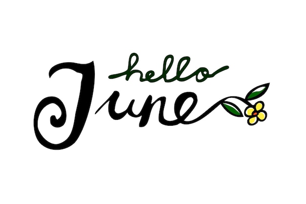 Vibrant 'Hello June' Handwritten Lettering with Floral Accents | Jiffy ...