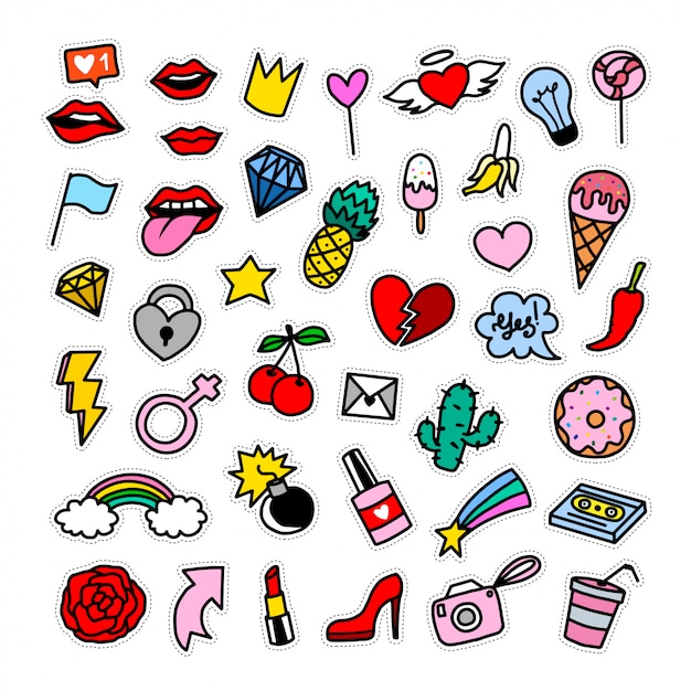 Vibrant Sticker Collection: Playful Pop Art Symbols | Jiffy Designs
