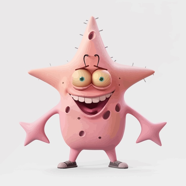 Vibrant Pink Star-Shaped Character with Expressive Eyes and Smile ...