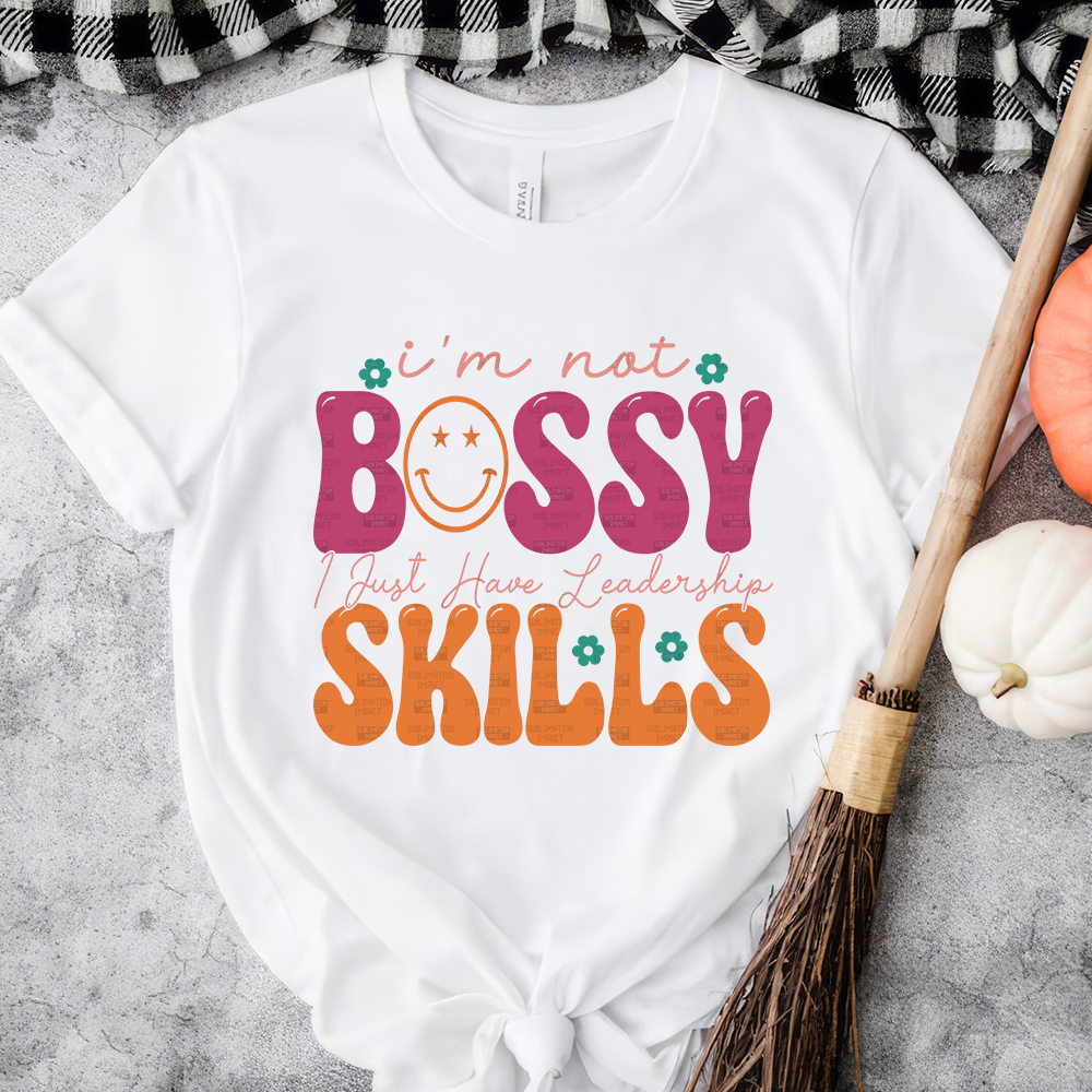 'I'm Not Bossy' Playful Typography with Smiley Face and Floral Accents ...