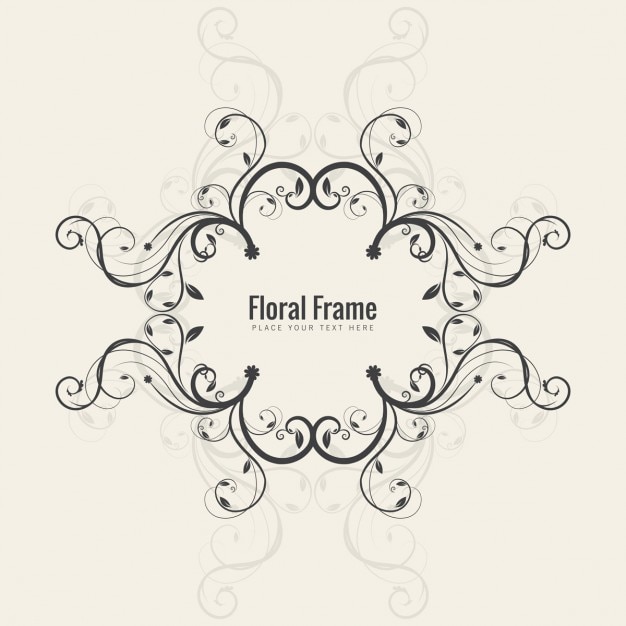 Elegant Grayscale Floral Frame with Swirling Tendrils and Text | Jiffy ...
