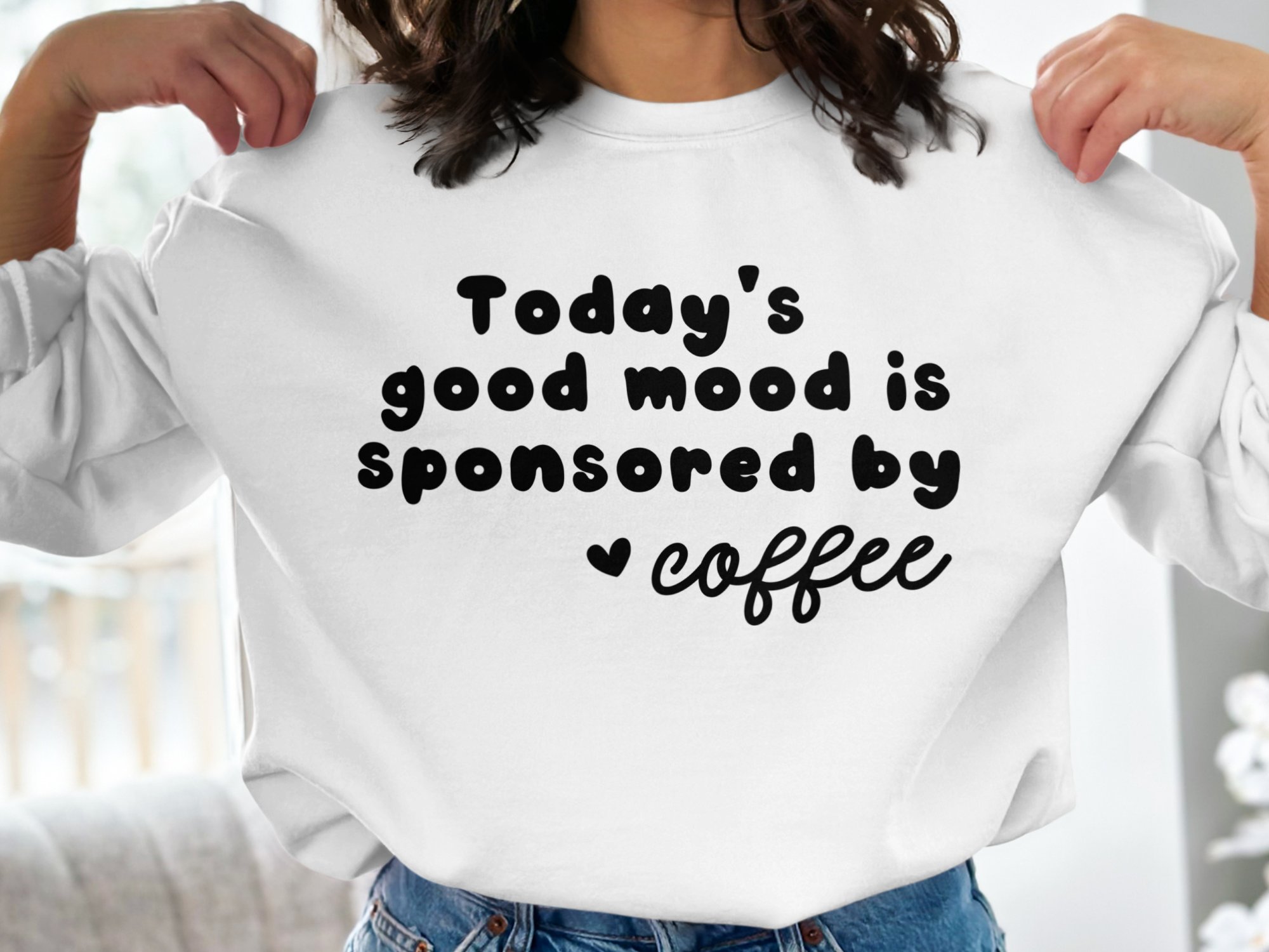 'Today's Good Mood' Bold Black Typography with Playful Cursive Coffee ...