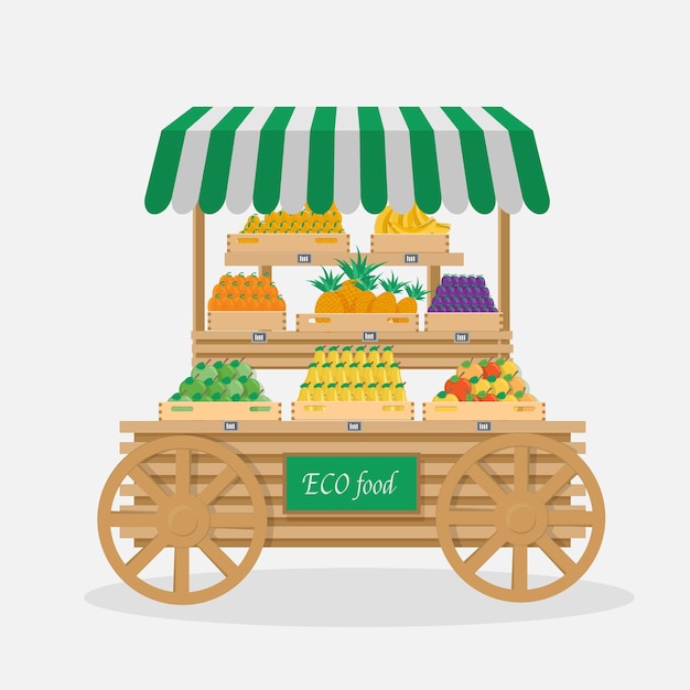 Vibrant Eco-Friendly Produce Cart Offering Fresh Seasonal Delights ...