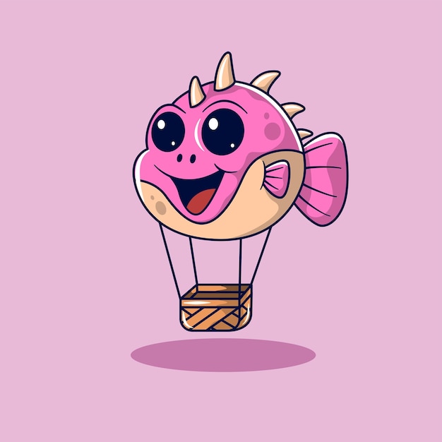 Adorable Puffer Fish in Hot Air Balloon | Jiffy Designs