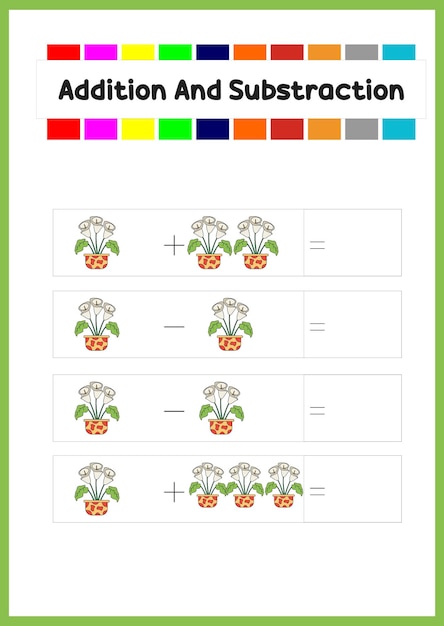 Colorful Addition and Subtraction Practice with Carrot Illustrations ...