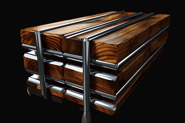 Stacked Wooden Planks with Metal Bands in Dramatic Lighting | Jiffy Designs