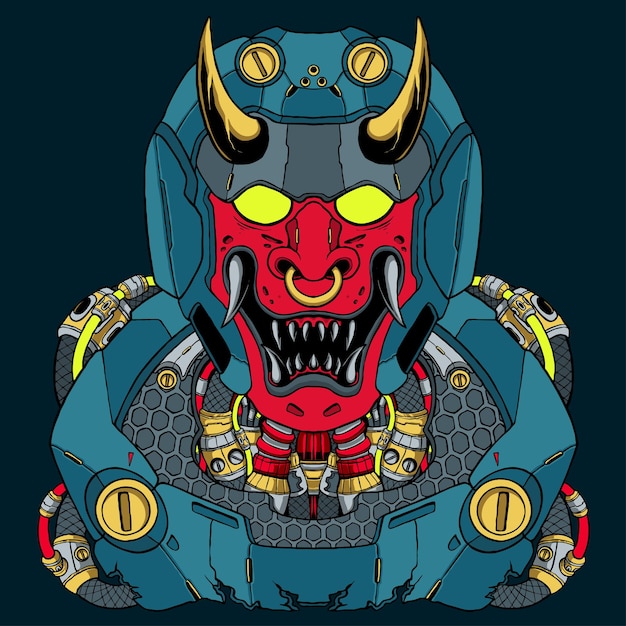 Fearsome Demonic Mech with Glowing Eyes and Fangs | Jiffy Designs