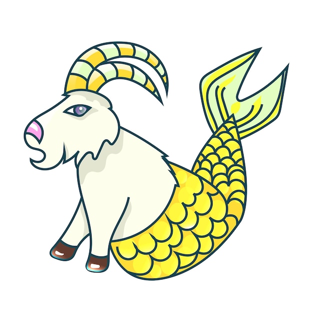 Whimsical Mythical Goat-Fish Creature with Vibrant Scales | Jiffy Designs