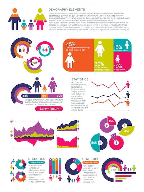 Vibrant Demographic Infographic with Diverse Figures and Statistics ...