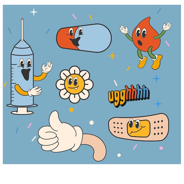 Cheerful Medical Symbols and Cartoon Characters | Jiffy Designs