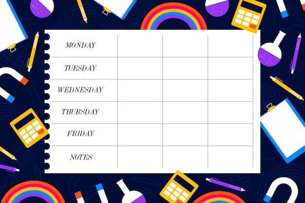 Vibrant School Supplies and Stationery Calendar Planner | Jiffy Designs