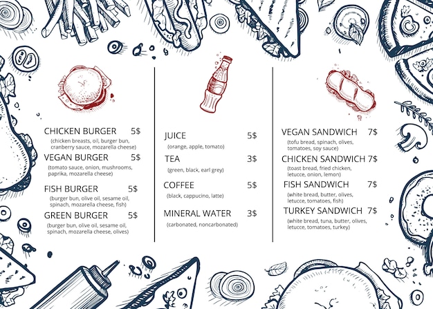 Delectable Dining Options: A Vibrant Menu Showcasing Diverse Culinary ...