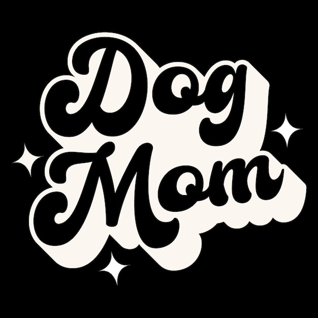 Retro-Inspired 'Dog Mom' Graphic in Stylish Cursive Font | Jiffy Designs